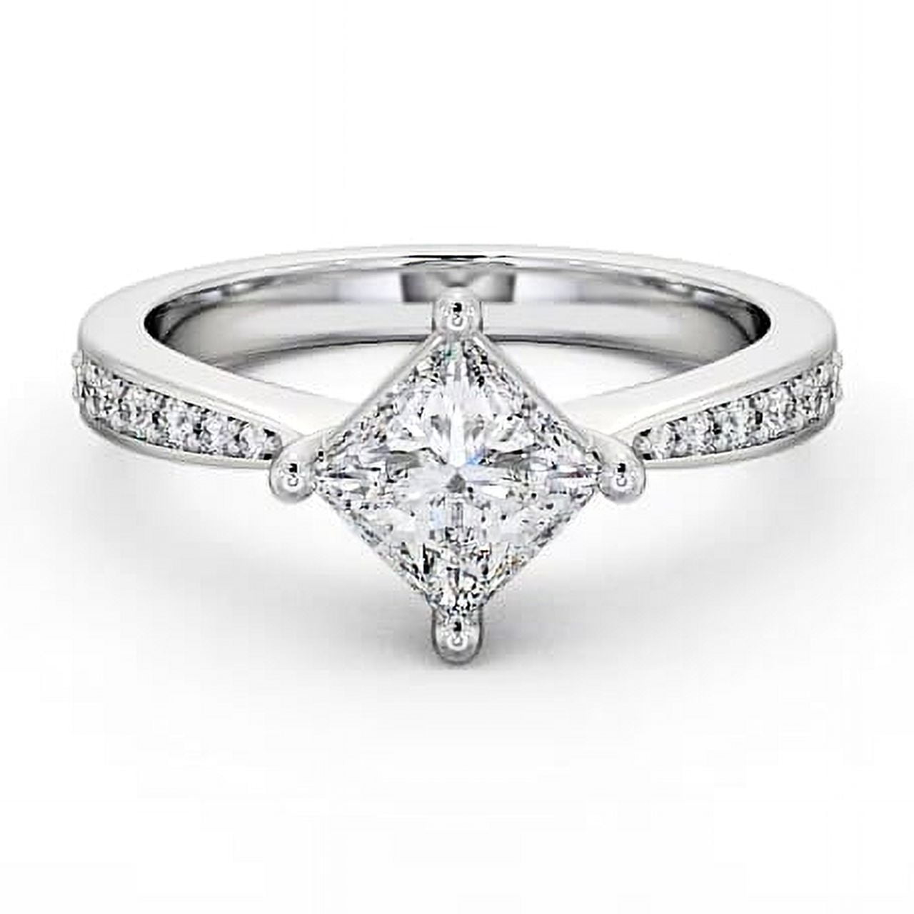 Alpha Jewelry 2 Ct Princess Cut 4-Prong Moissanite Solitaire Ring - 14K ...