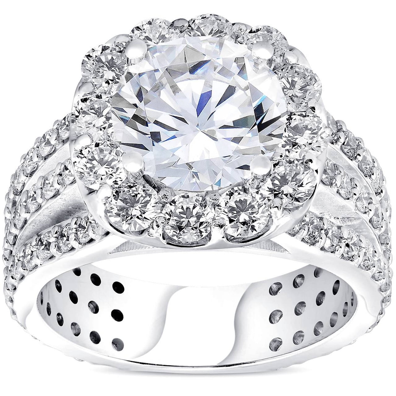 Alpha Jewelry 2 Ct Round Cut Diamond Rings for Her - 14K White Gold ...