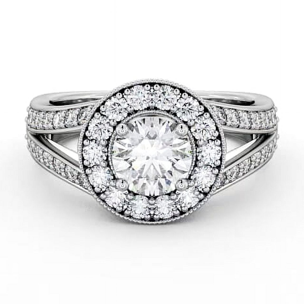 Alpha Jewelry 2 Ct Round Cut White Moissanite Ring for Women's - 14K ...