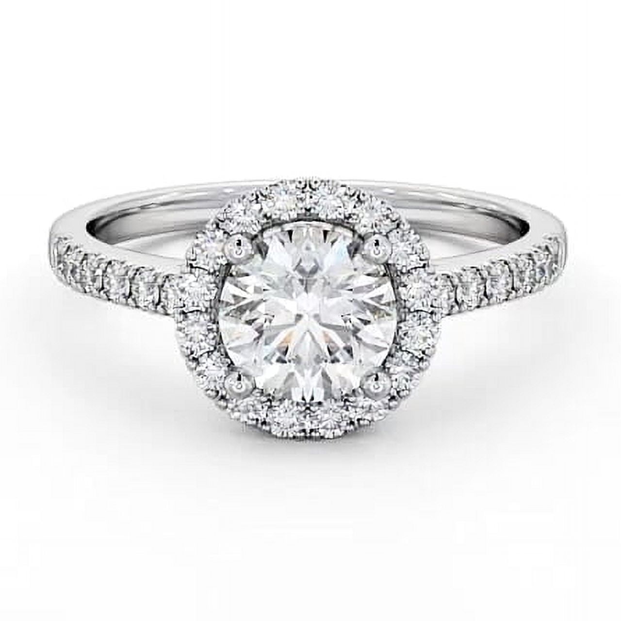 Alpha Jewelry 2 Ct VVS1/D Round Cut Moissanite Ring - 14K White Gold ...