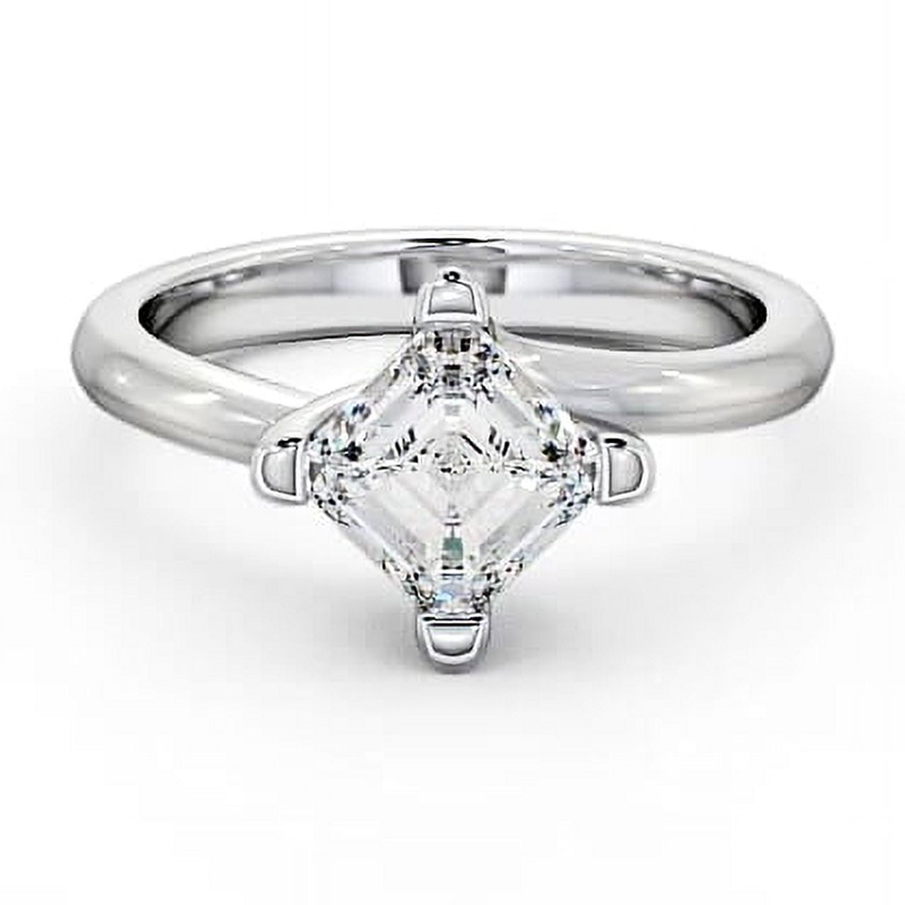 Alpha Jewelry Asscher Cut Excellent 1.9 Ct Moissanite Rings - 14K White ...