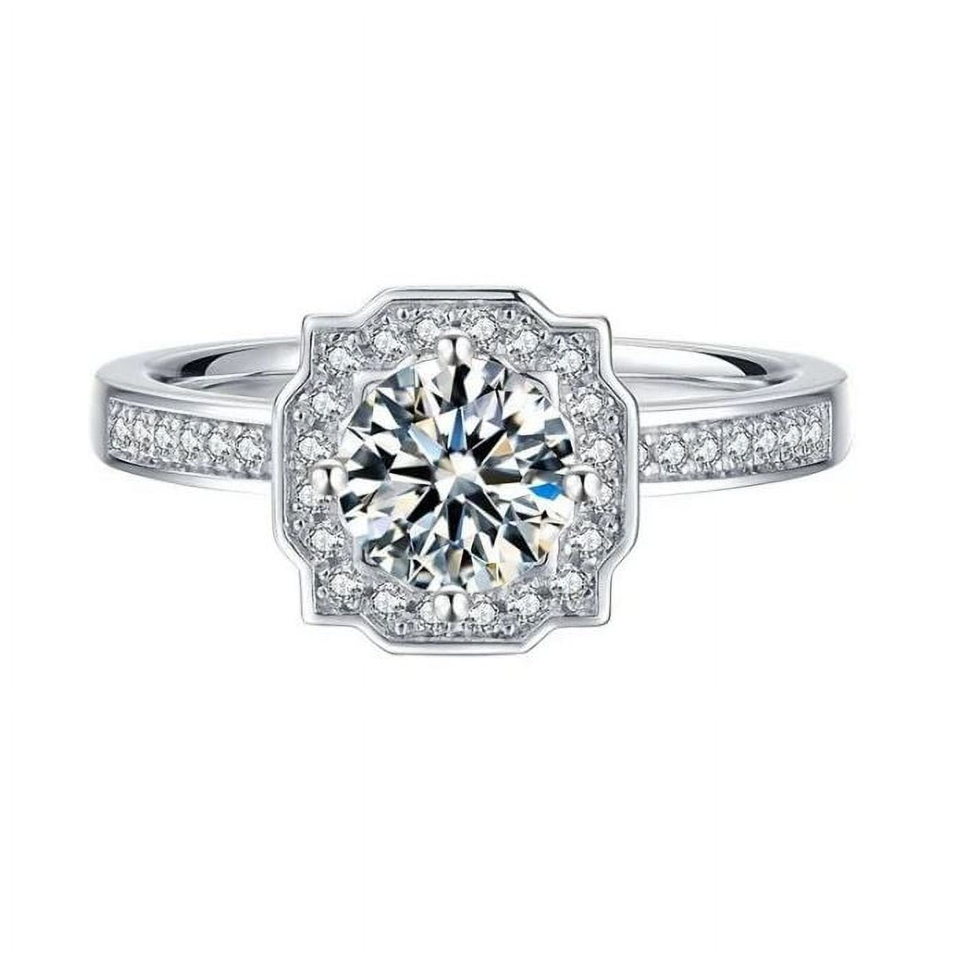 Alpha Jewelry Brilliant 1.9 Ct Round Cut Moissanite Ring - 14K White ...