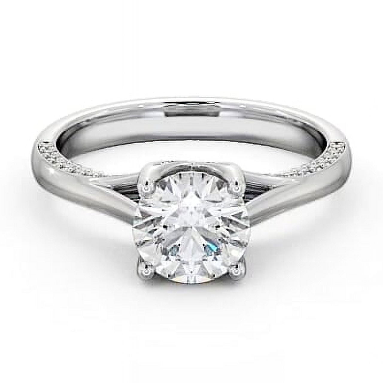 Alpha Jewelry Brilliant 2 Ct Round Cut Moissanite Ring - 14K White Gold Plated Solitaire with ...