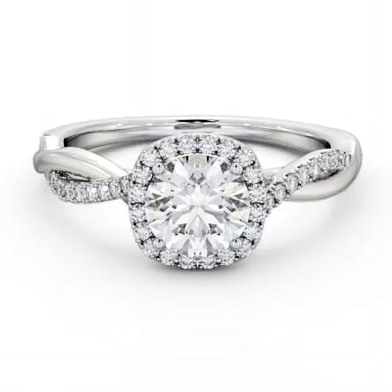 Alpha Jewelry Brilliant 2 Ct Round Cut Moissanite Ring - 14K White Gold ...