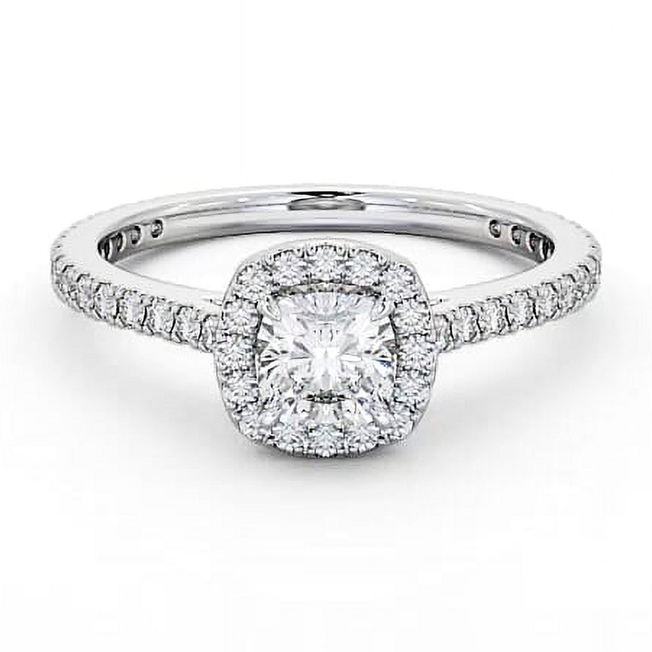 Alpha Jewelry Cushion Cut 2.1 Ct Moissanite Rings - Halo Wedding Ring ...