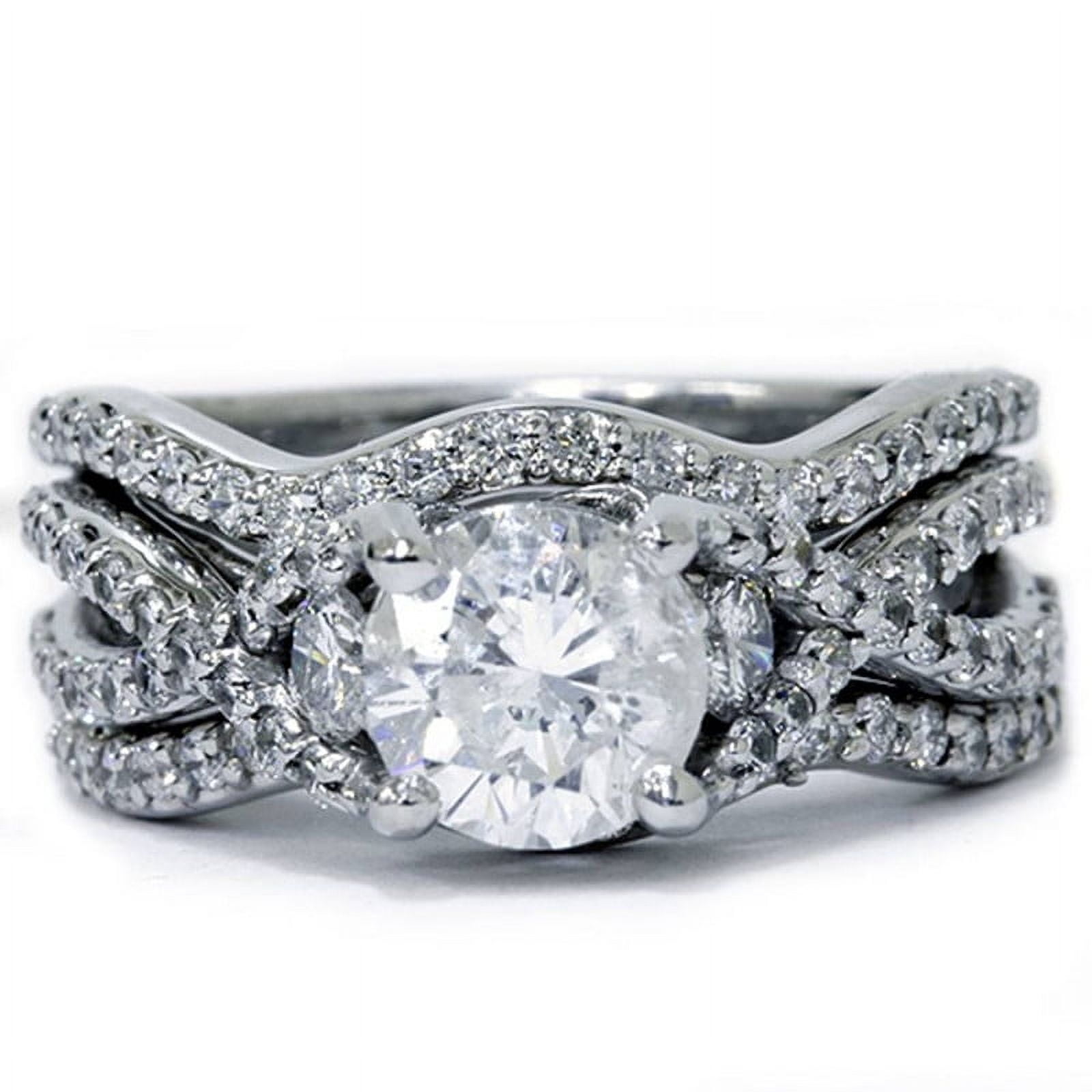 Alpha Jewelry Elegant Round Cut Three Ring Eternity Diamond Ring for ...