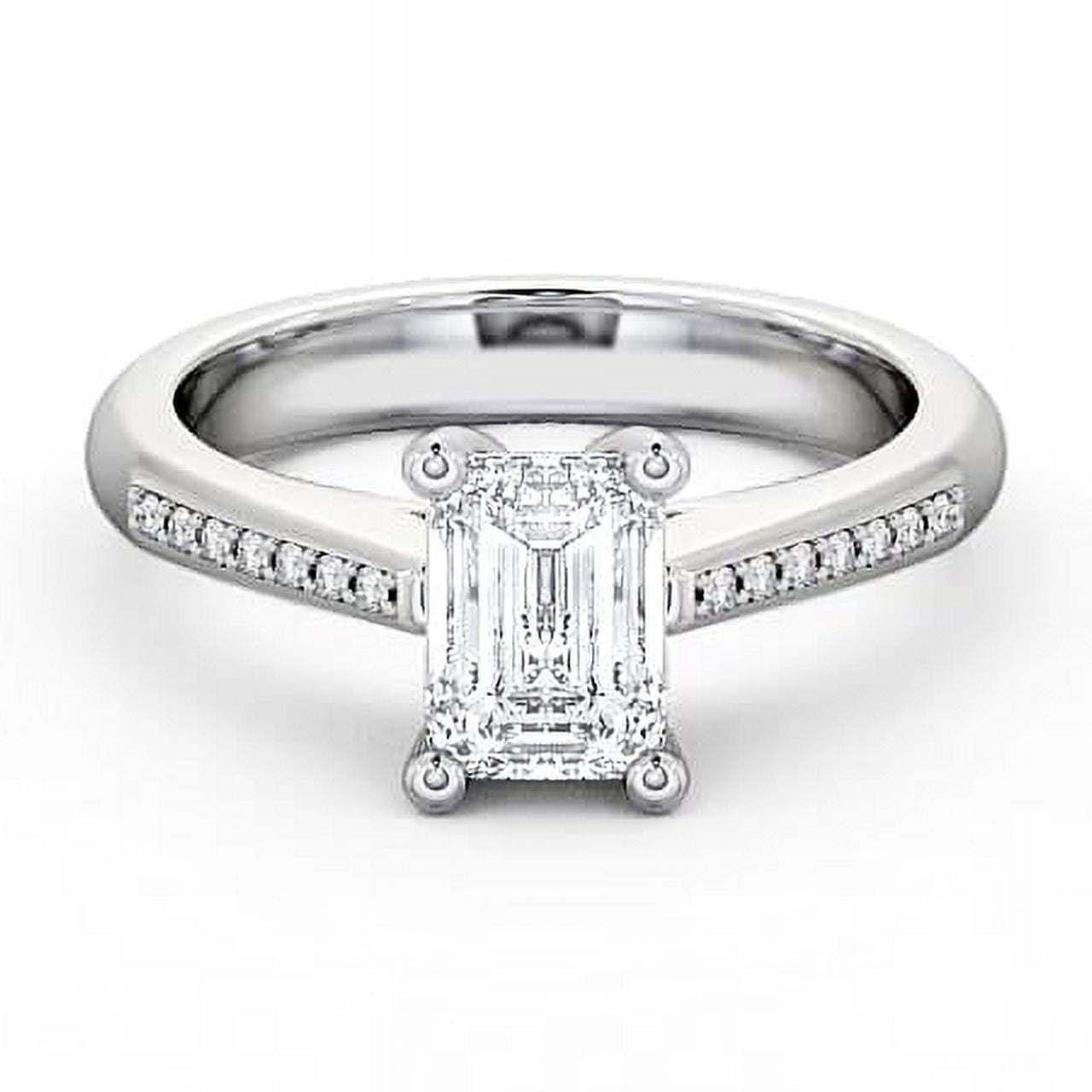 Alpha Jewelry Emerald Cut 1.9 Ct VVS1/D Moissanite Ring - 14K White Gold Plated Ring - Solitaire ...