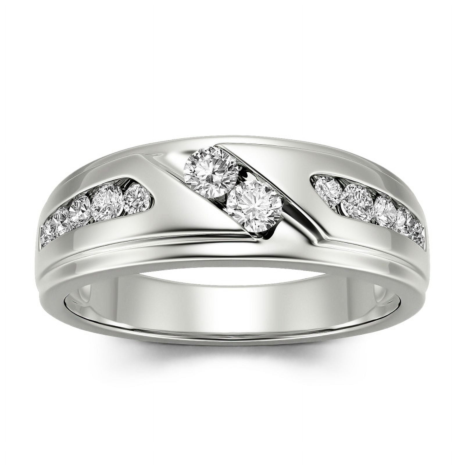 Alpha Jewelry Men's 14K White Gold Plated Wedding Anniversary Ring ...