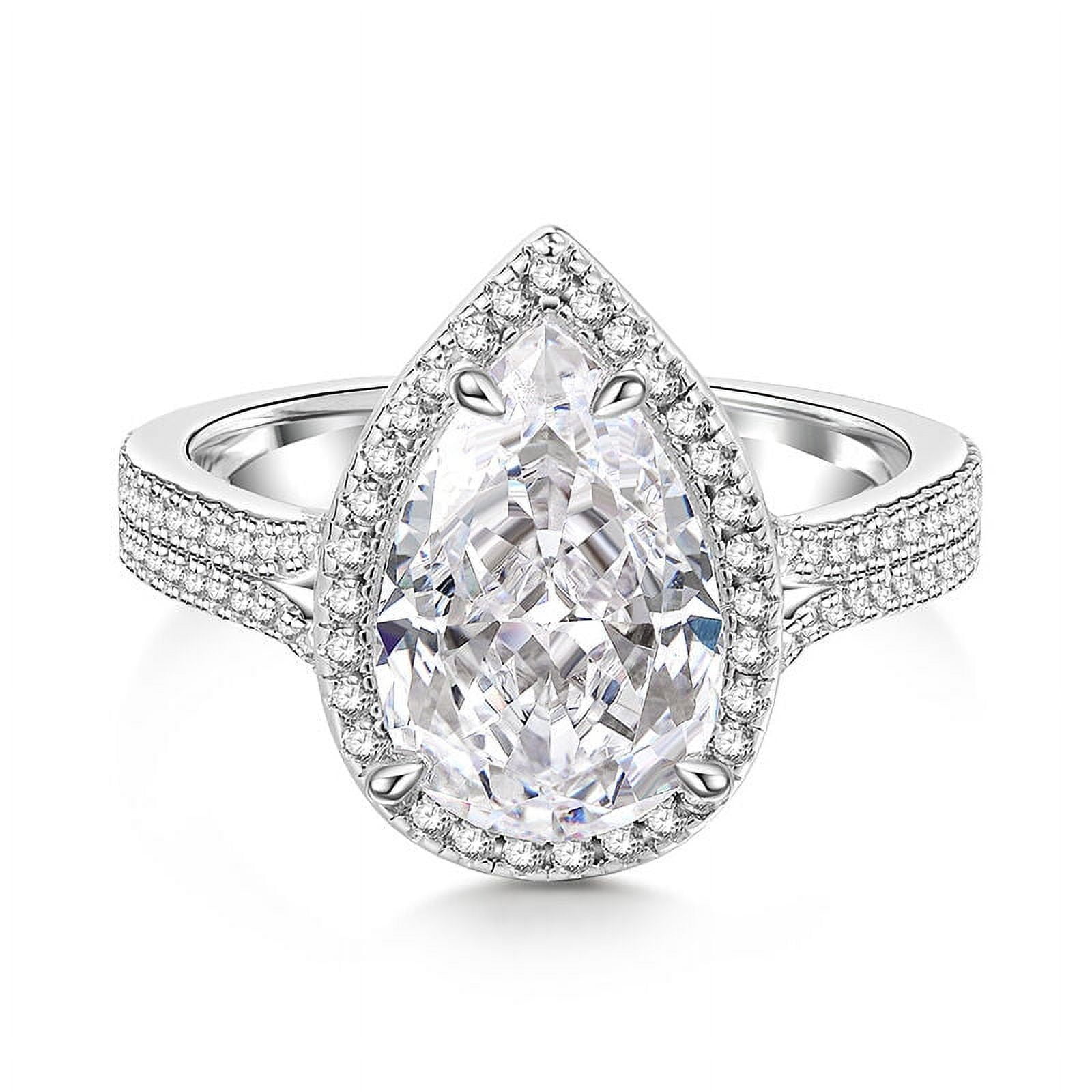 Alpha Jewelry Pear Cut 2 Ct Excellent Moissanite Rings -14K White Gold ...
