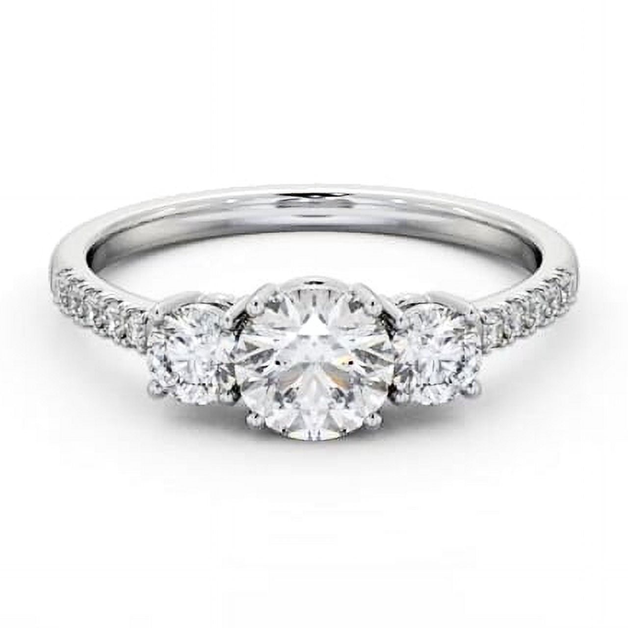 Alpha Jewelry Prong Set 1.8 Ct Round Cut Moissanite Ring - 14K White ...