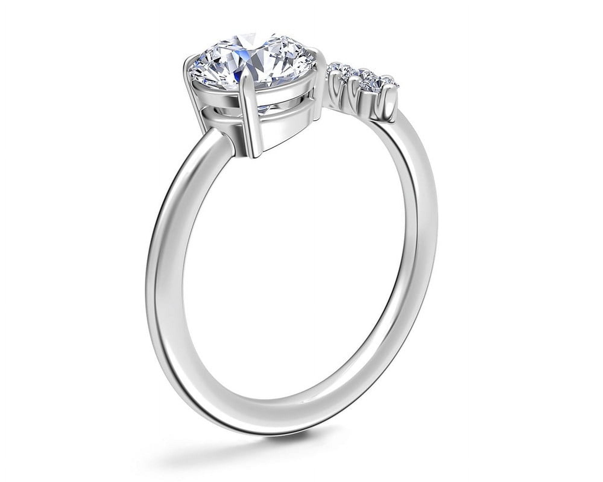 Alpha Jewelry Prong Set 1.9 Ct Round Cut Moissanite Rings - 14K White ...