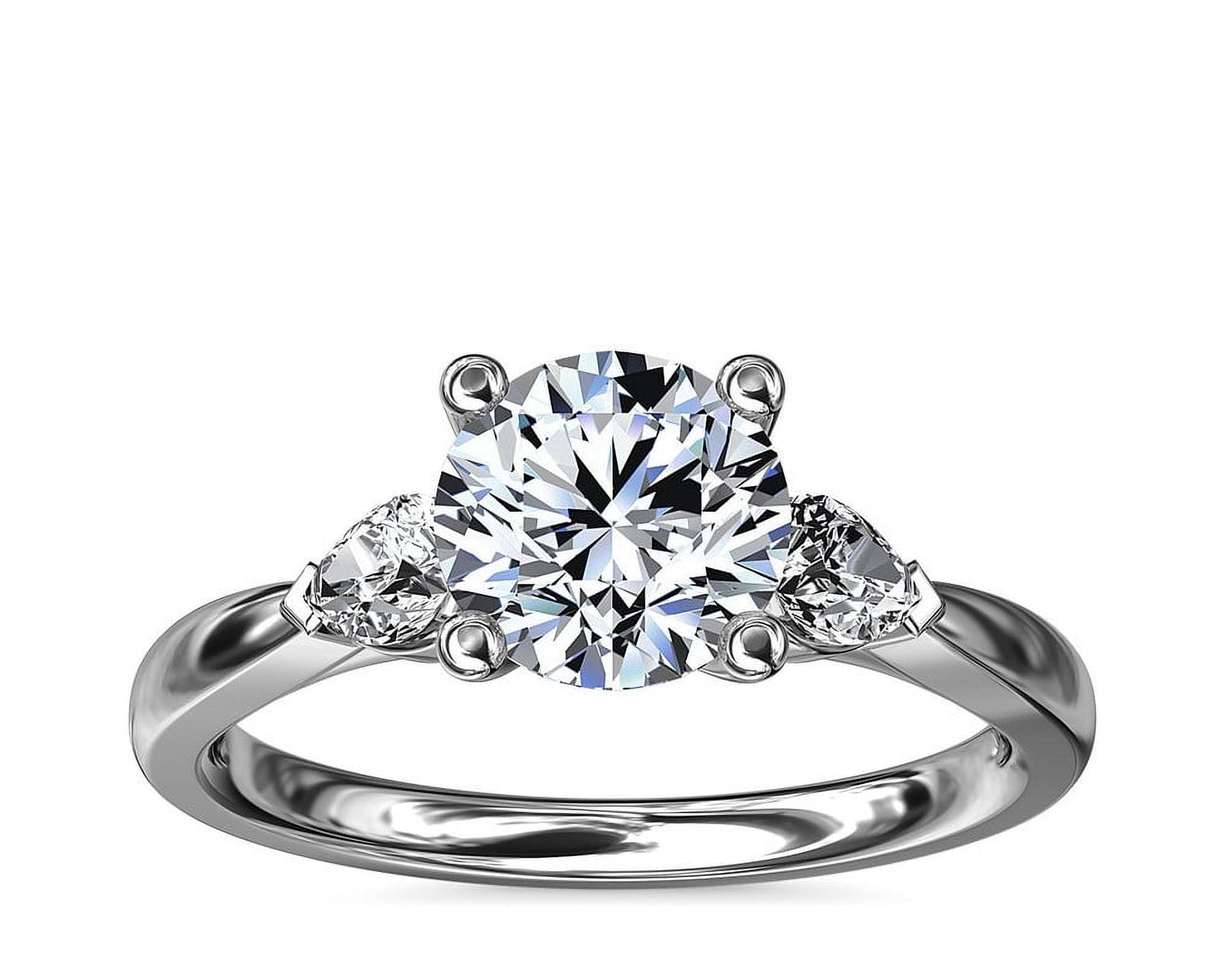 Alpha Jewelry Prong Set 2.2 Ct Round Cut Moissanite Ring - Engagement ...