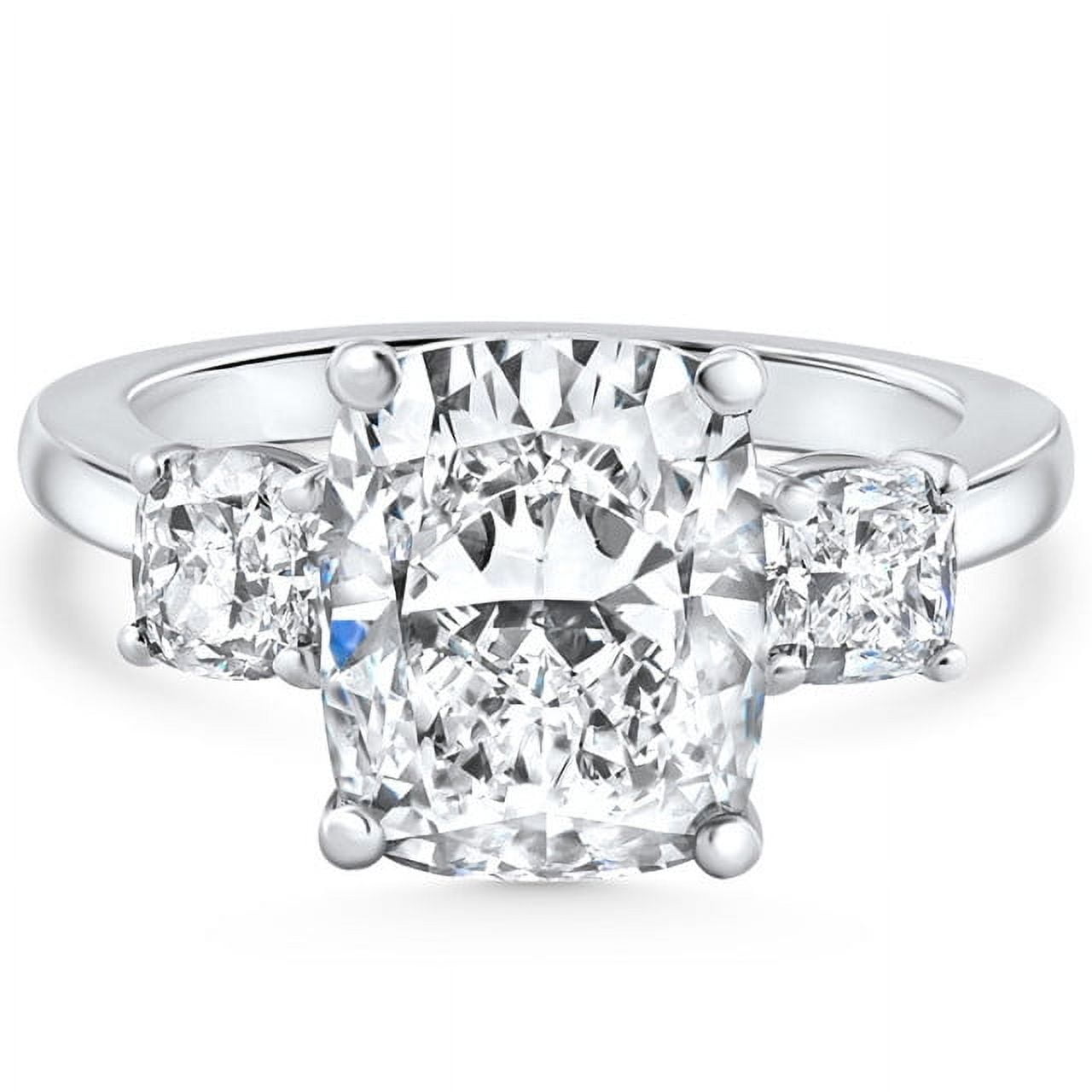 Alpha Jewelry Prong Set 2 Ct Cushion Cut Moissanite Rings - 14K White ...