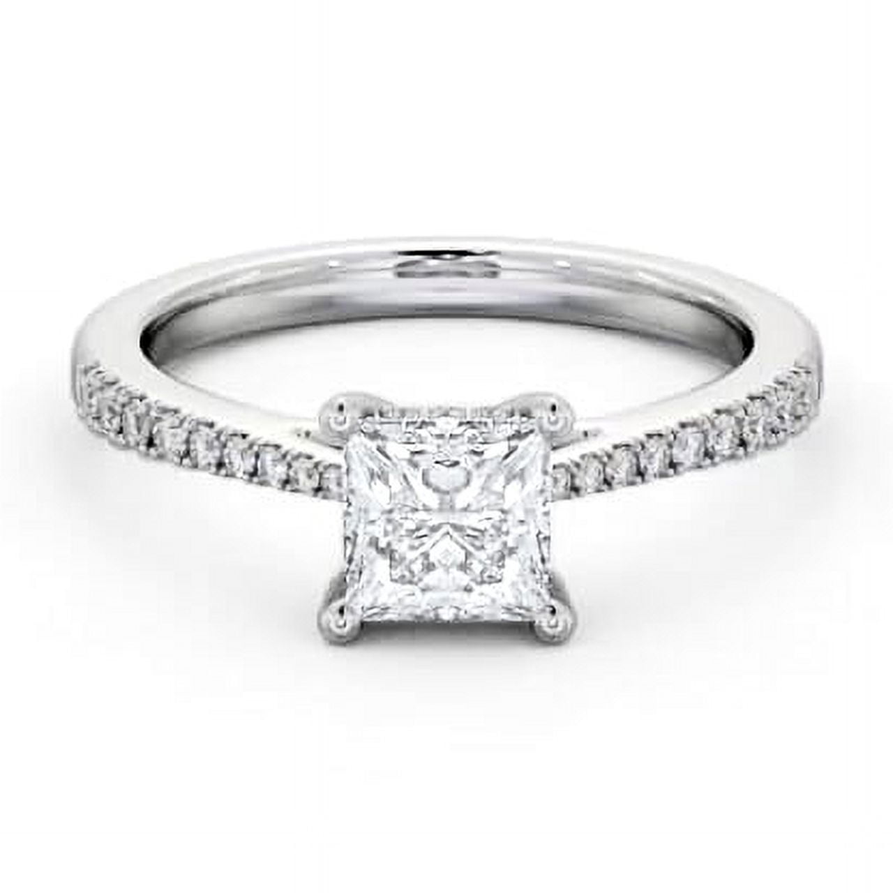 Alpha Jewelry Prong Set 2 Ct Princess Cut Moissanite Ring - 14K White ...