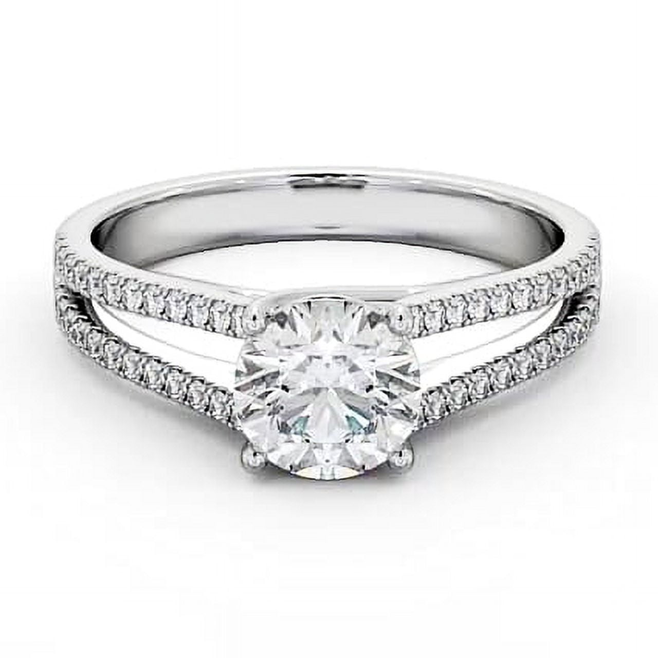 Alpha Jewelry Round Cut 2.3 Ct Moissanite Ring For Women's - 14K White ...