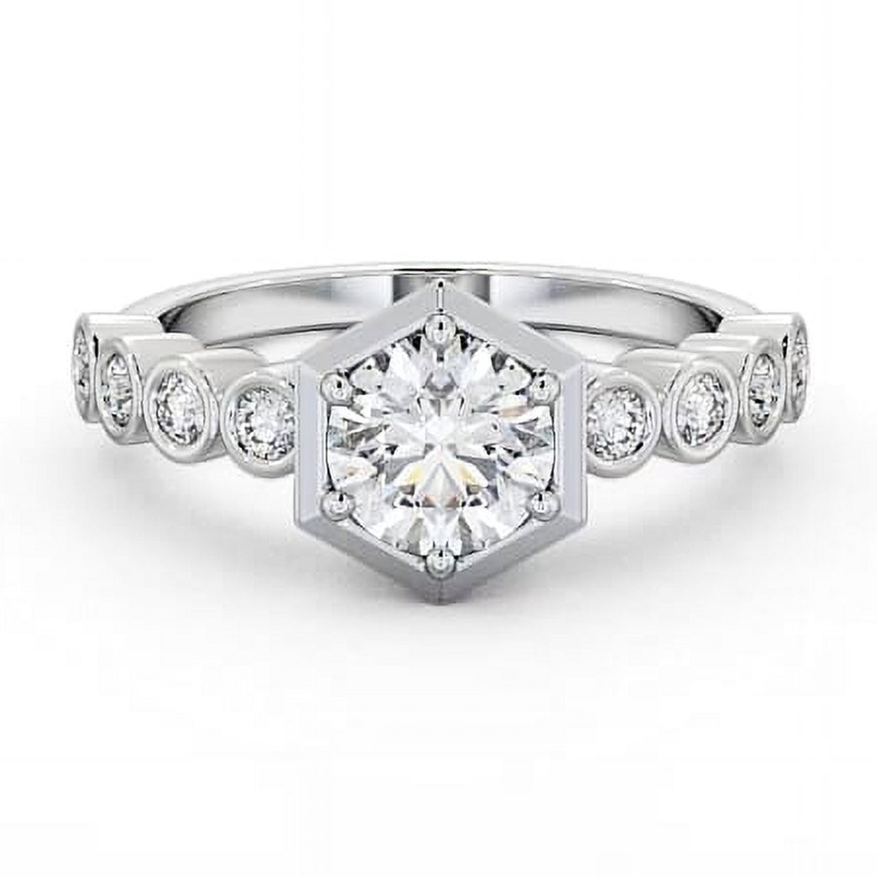 Alpha Jewelry Round Cut Excellent 1.9 Ct Moissanite Rings - 14K White ...