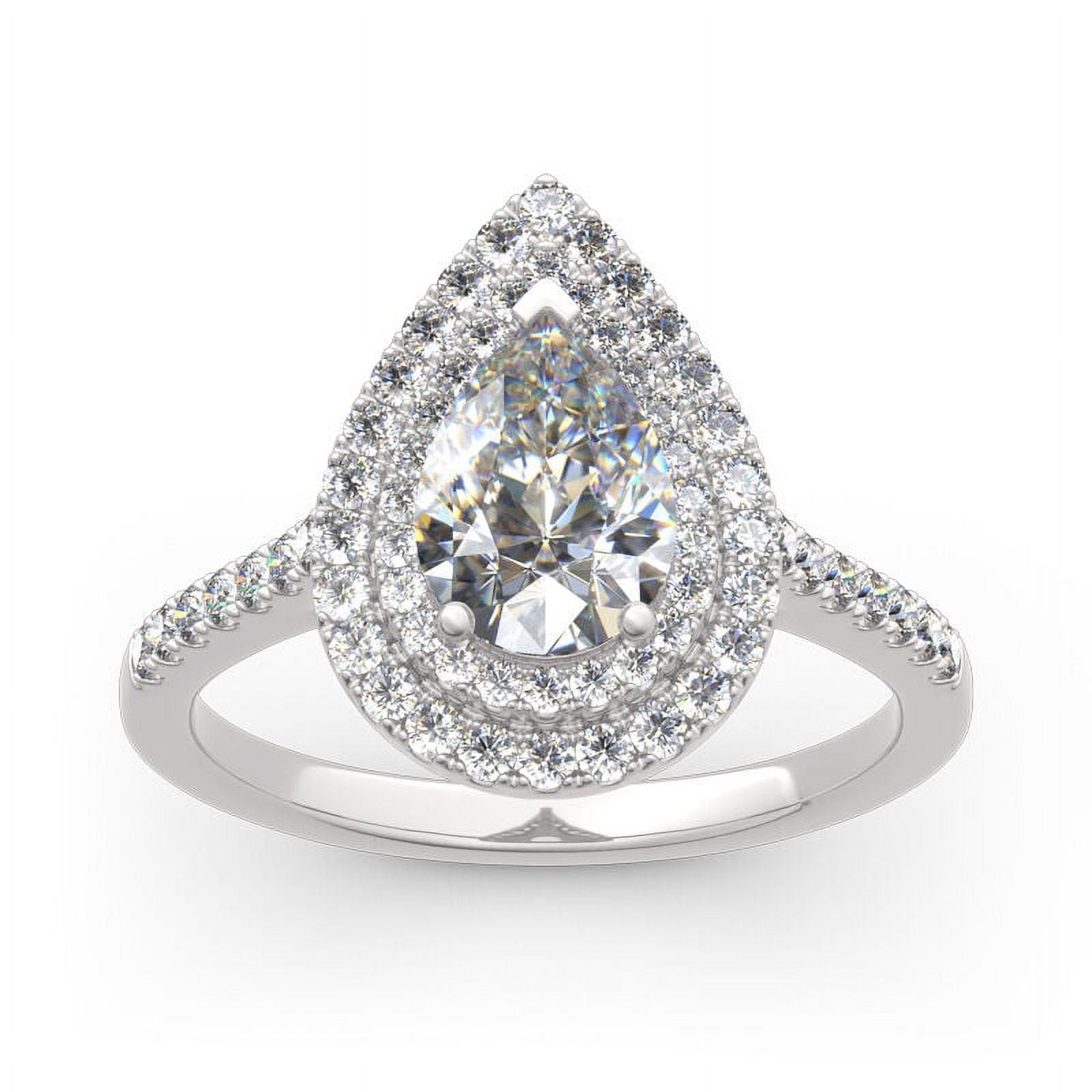 Alpha Jewelry Silver14K White Gold Plated Rings - Pear Cut Excellent 1. ...