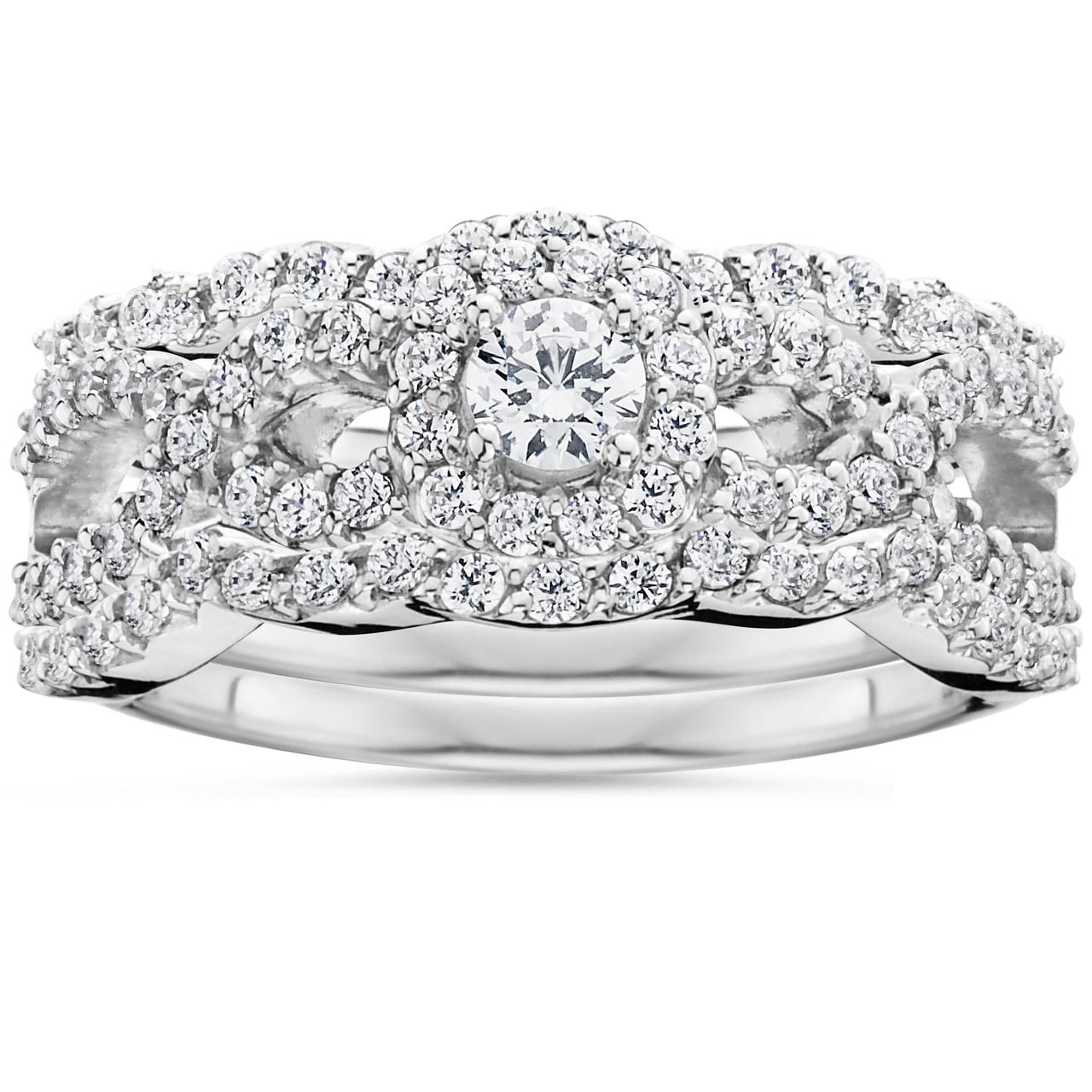 Alpha Jewelry Stunning Round Cut Three Ring Eternity Diamond Ring - 1.2 ...