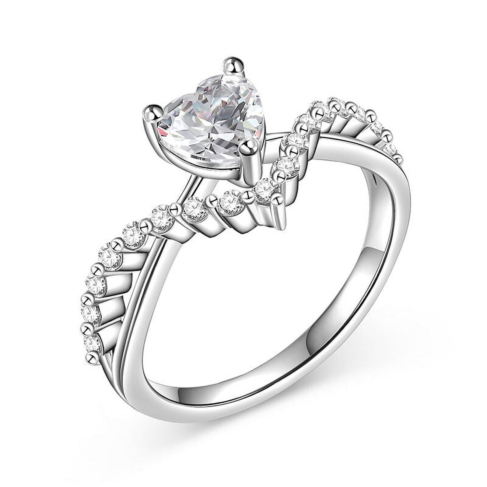 Alpha Jewelry14K White Gold Plated Rings - 1.5 Ct Moissanite Heart Cut ...