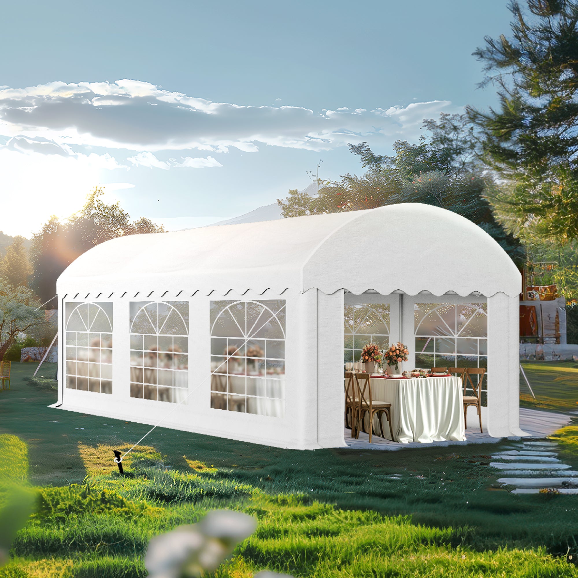 Alpha Joy 10' x 20' Arc-shaped Party Tent Heavy Duty Outdoor Event ...