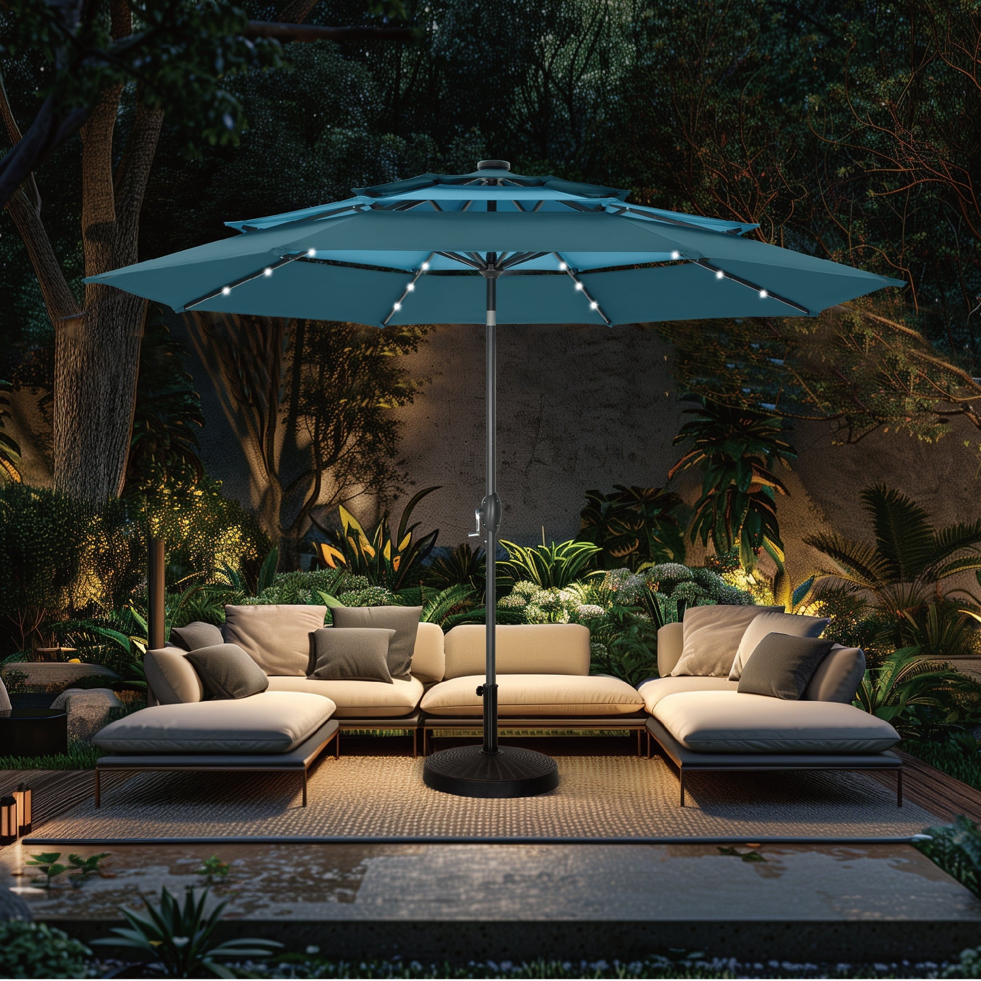 Alpha Joy 10ft 3 Tier Auto-tilt Outdoor Patio Umbrella Beach Garden ...