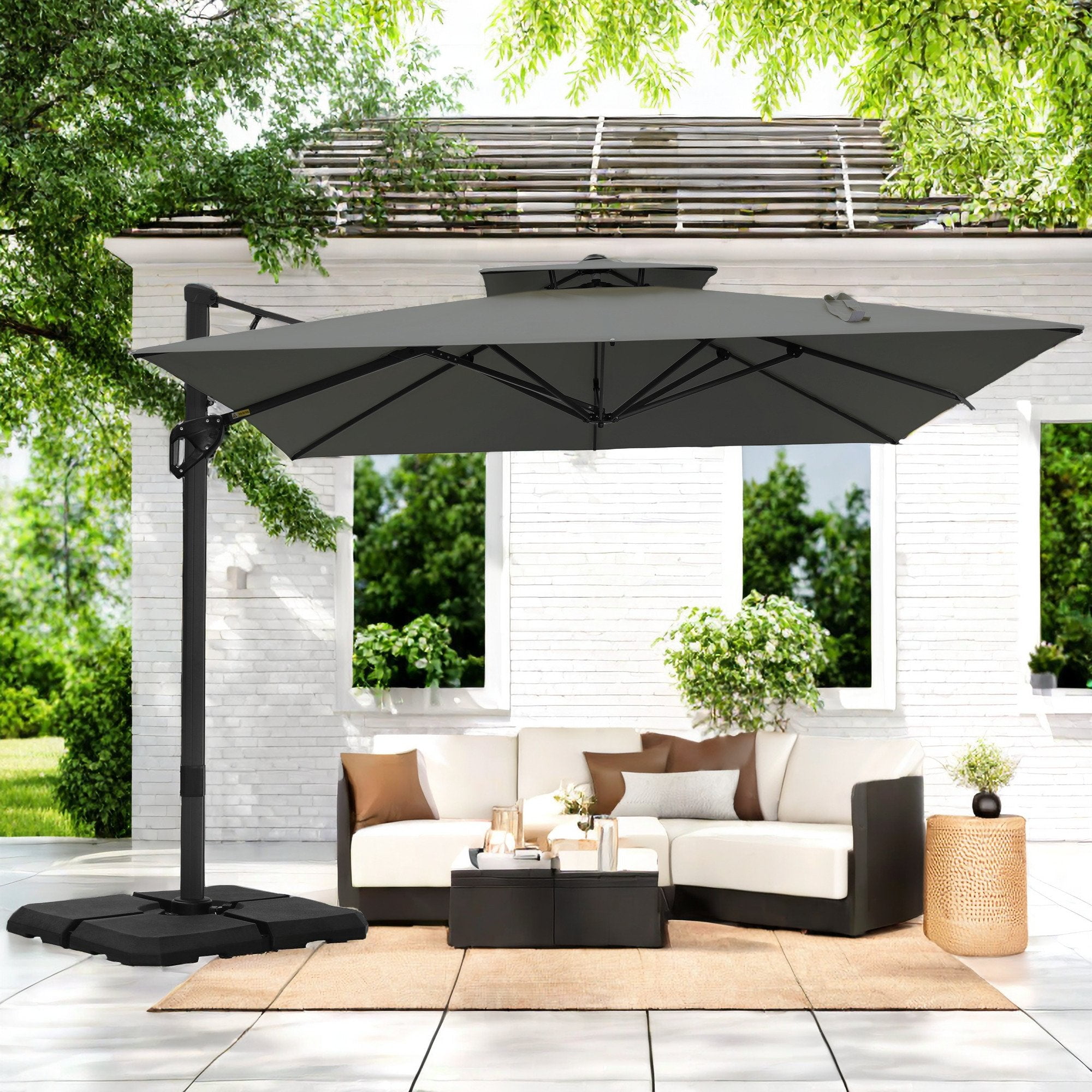 Alpha Joy 10x10ft Outdoor Patio Large Square Cantilever Double Umbrella ...