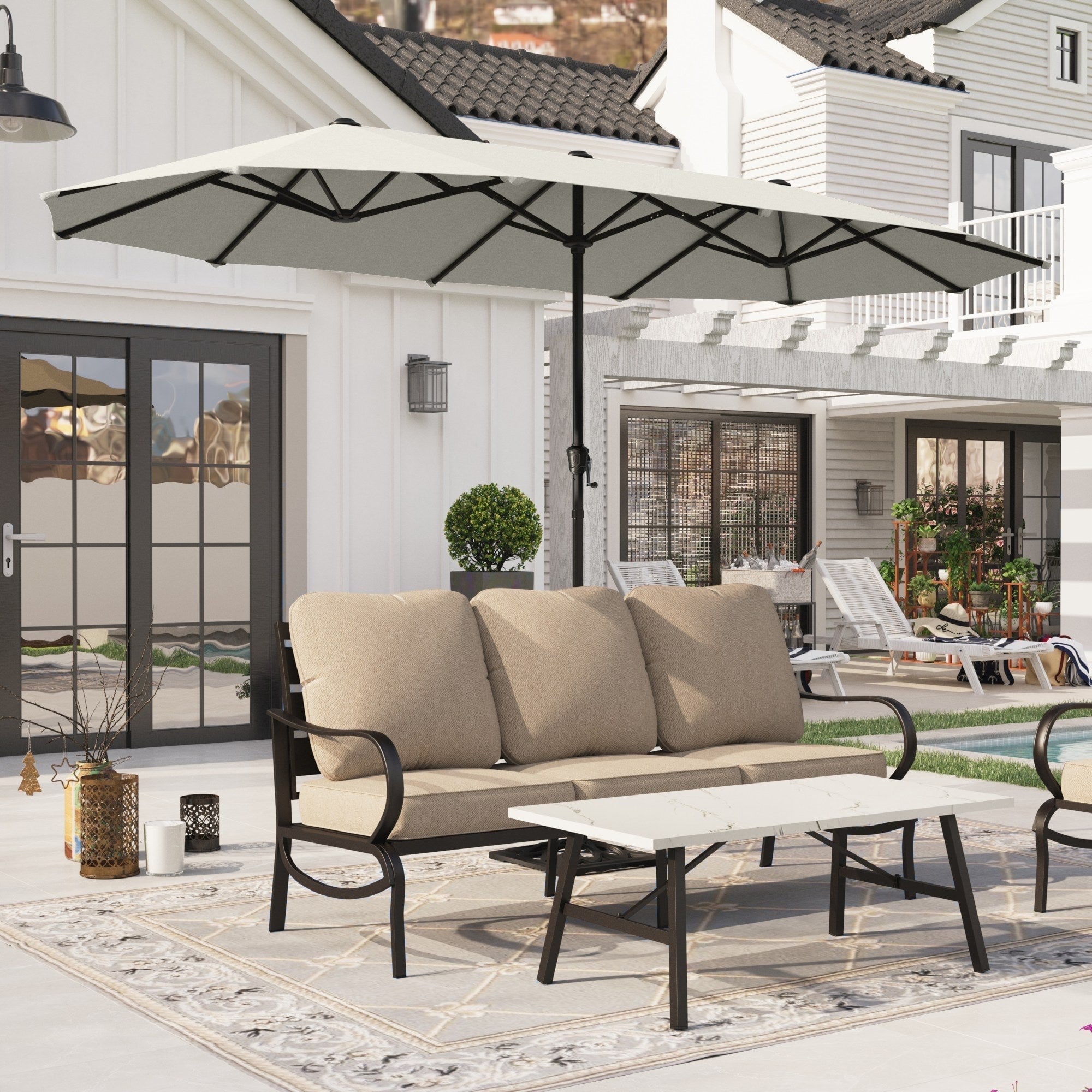Alpha Joy 13ft Double-Sided Extra Large Outdoor Patio Umbrella with ...