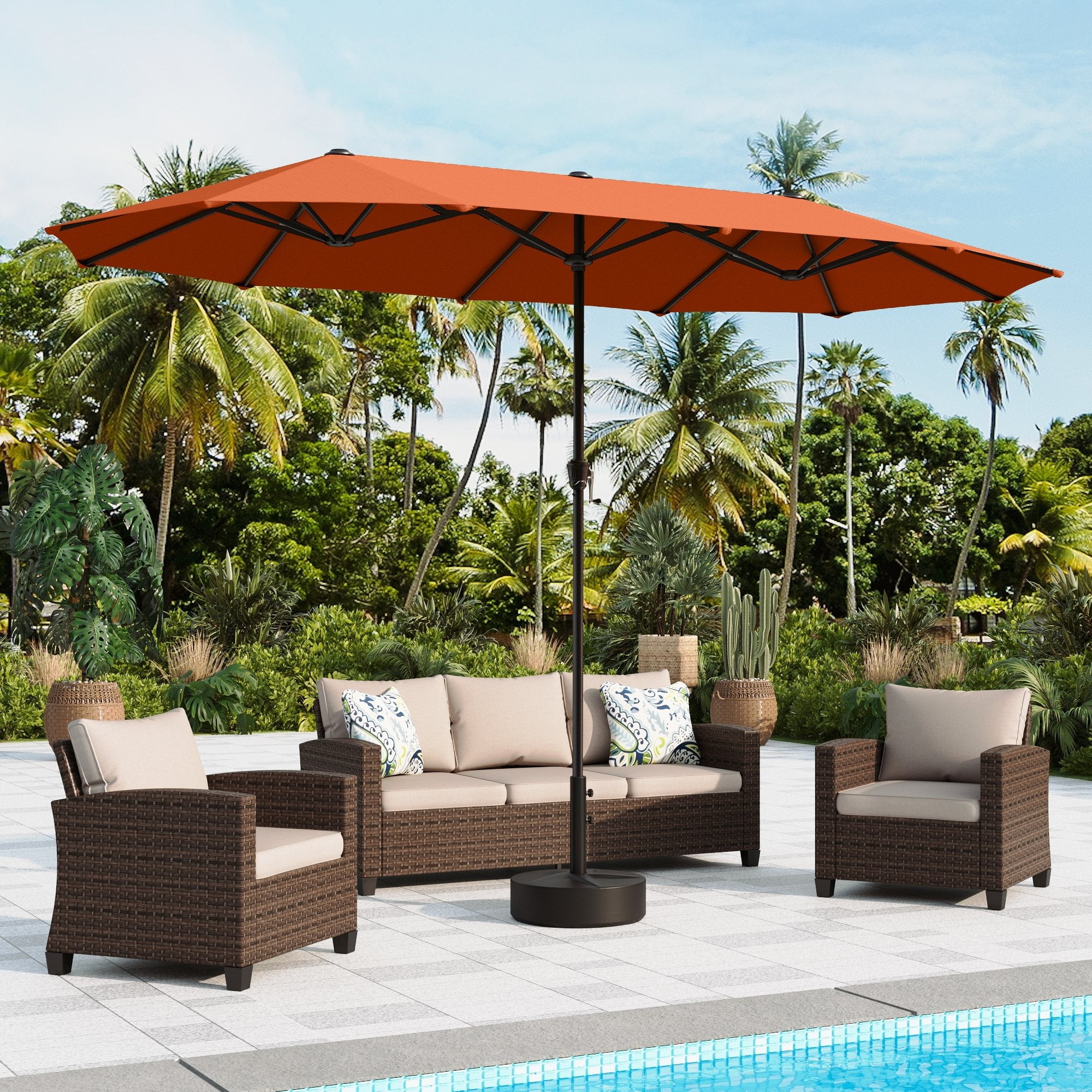 Alpha Joy 13ft Rectangle Double-Sided Extra Large Outdoor Patio Market ...