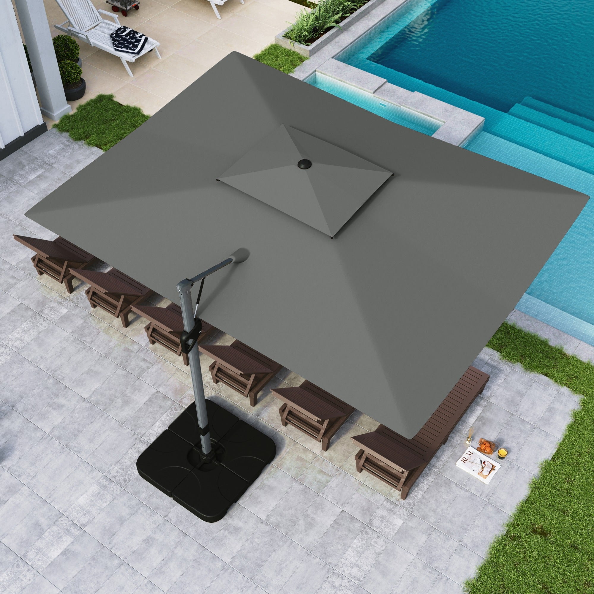 Alpha Joy 13x10ft Gray Offset Cantilever Patio Umbrella with 360 ...