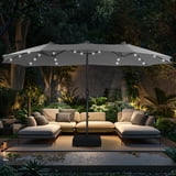 Alpha Joy 15ft Outdoor Patio Umbrella, Double-Sided UV Shade, Solar LED ...