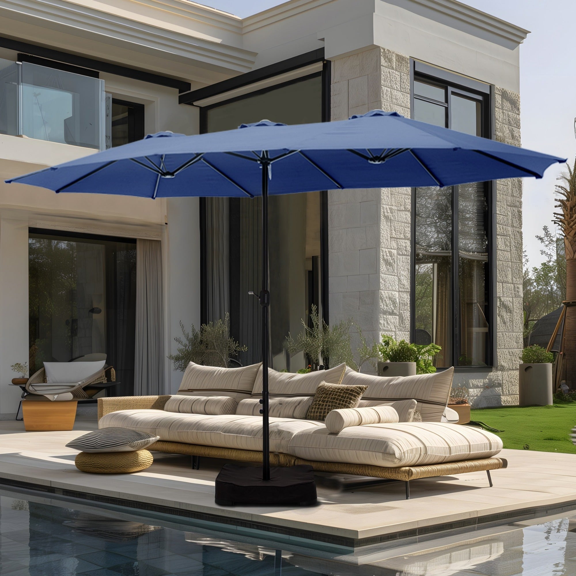 Alpha Joy 15ft Outdoor Patio Umbrella Extra-Large Double-Sided Garden ...