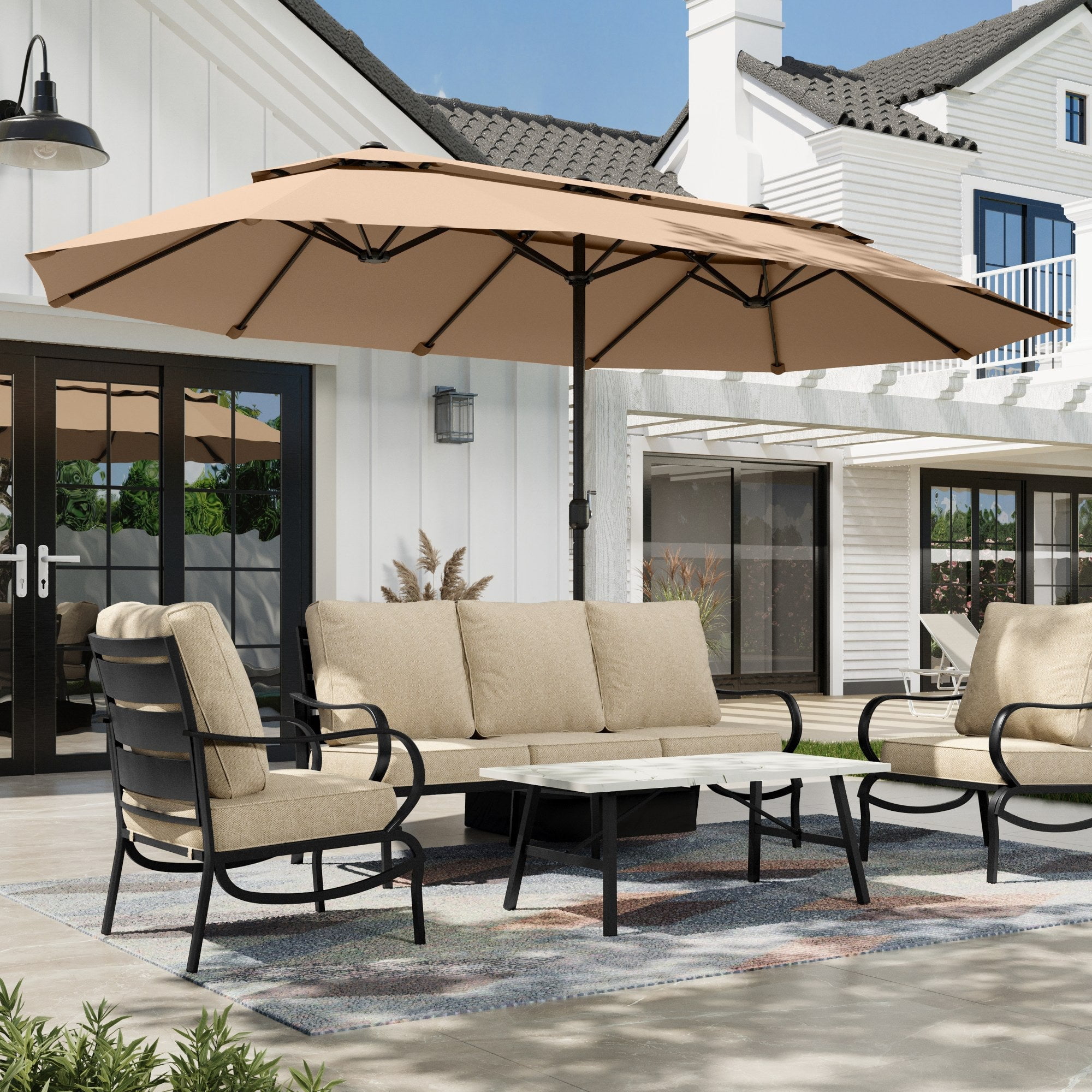 Alpha Joy 15ft Dual-Layer Outdoor Patio Umbrella Extra-Large Double ...