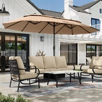 Alpha Joy 15ft Extra Large Outdoor Patio Double-Sided Umbrella with LED ...