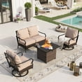 Alpha Joy Outdoor 4-Piece Metal Patio Conversation Sectional Sofa Set ...