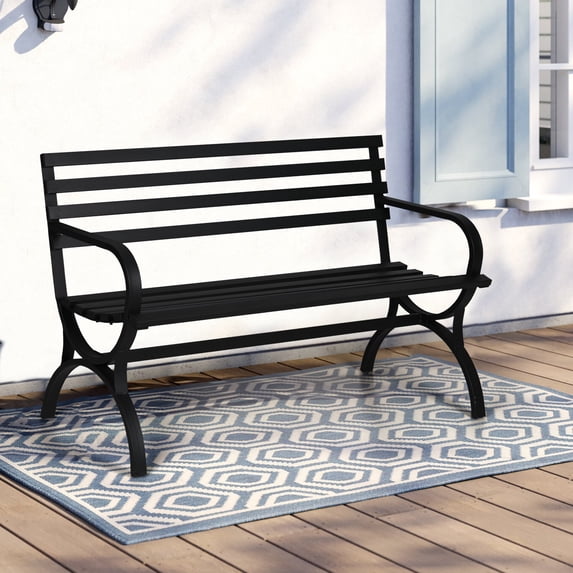 Alpha Joy Heavy Duty Steel Outdoor Patio Garden Bench, 48.8”, for Lawn ...