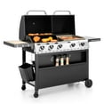 Alpha Joy 5-Burner Propane Gas Grill and Griddle Combo with Lids Total ...