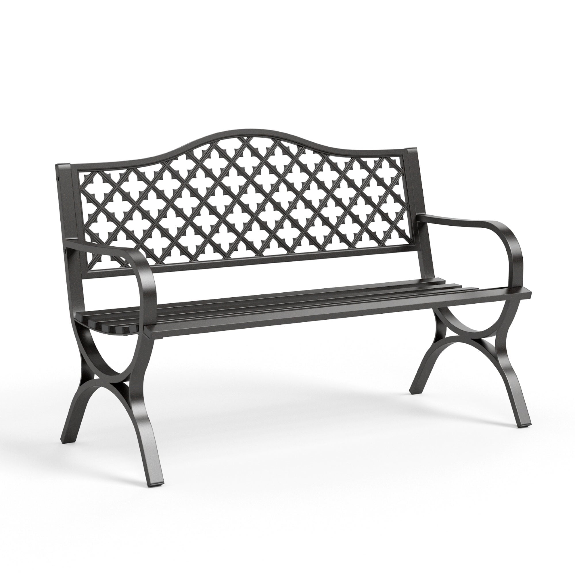 Alpha Joy 50" Black Outdoor Park Bench with Stylish Camelback Back ...