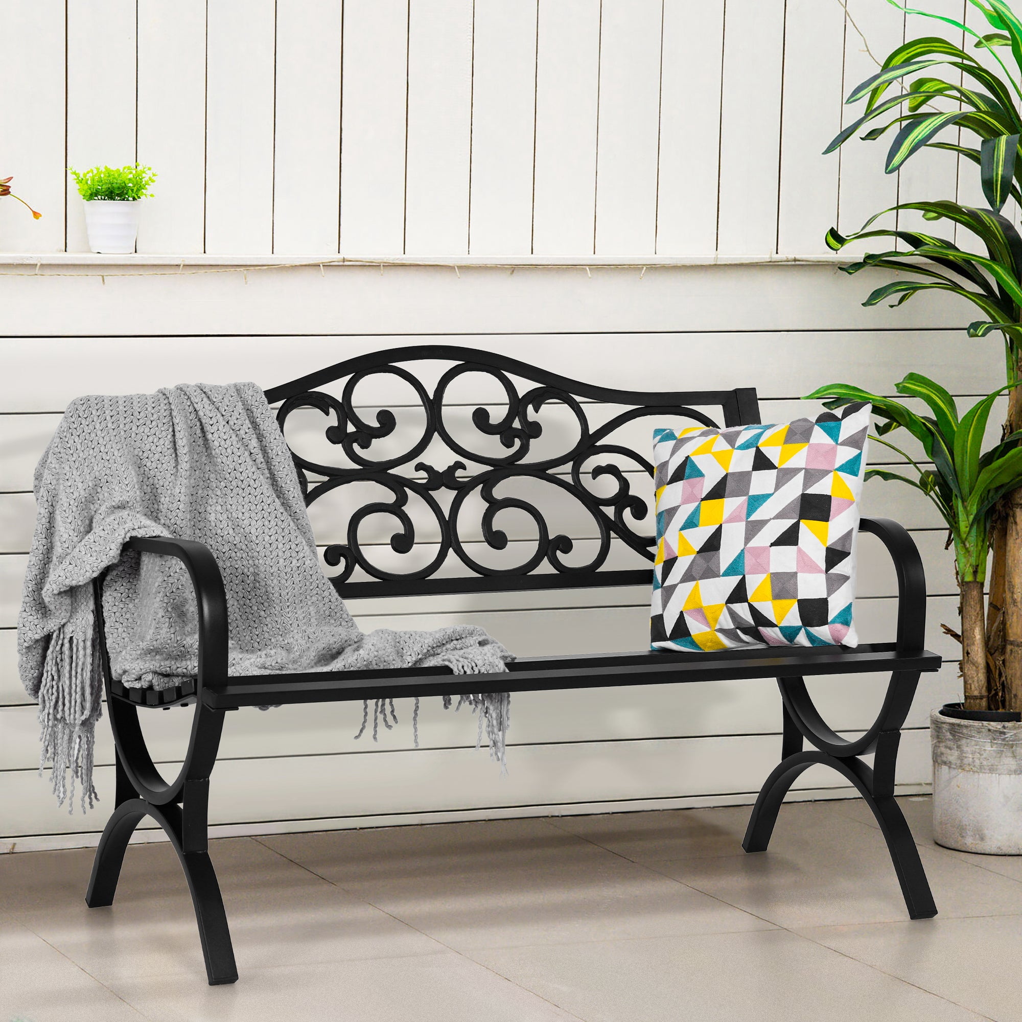 "Alpha Joy Outdoor Heavy Duty Steel 50"" Patio Garden Bench for ...