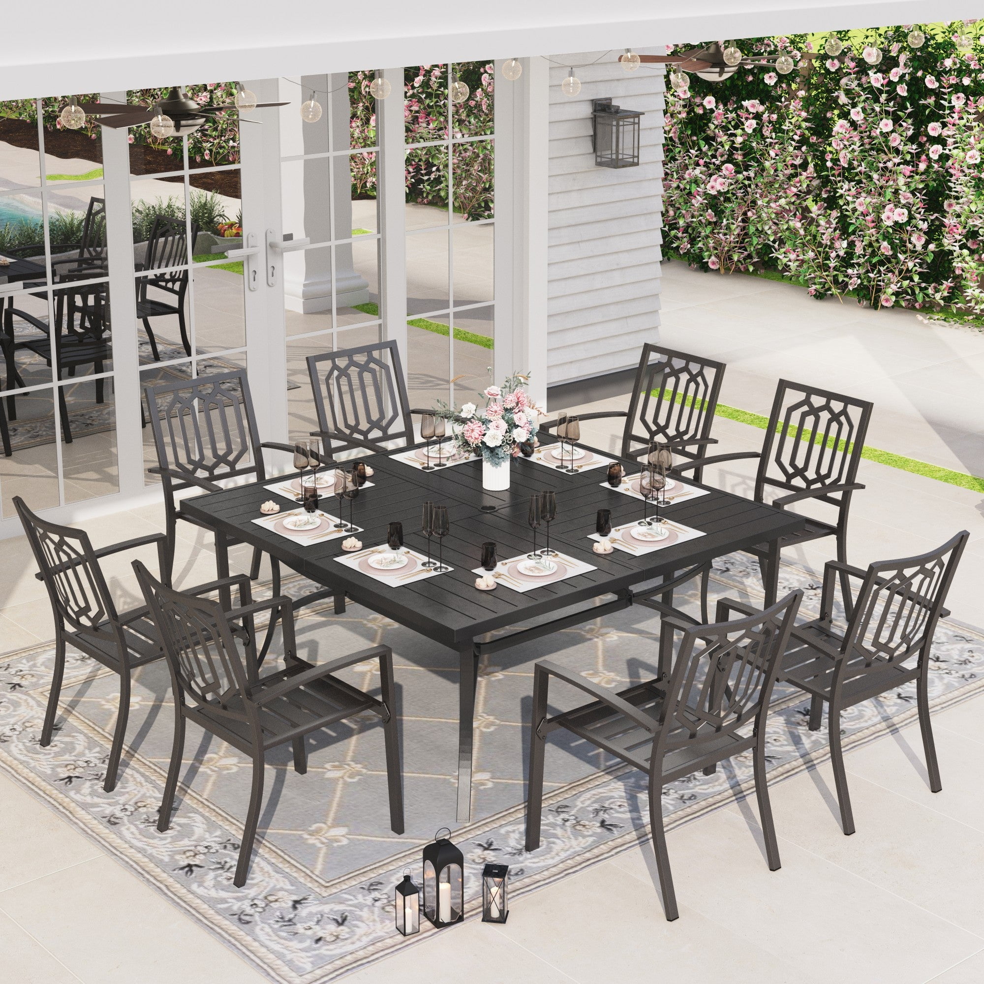 Sophia & William 9 Piece Outdoor Metal Patio Dining Set 57.5
