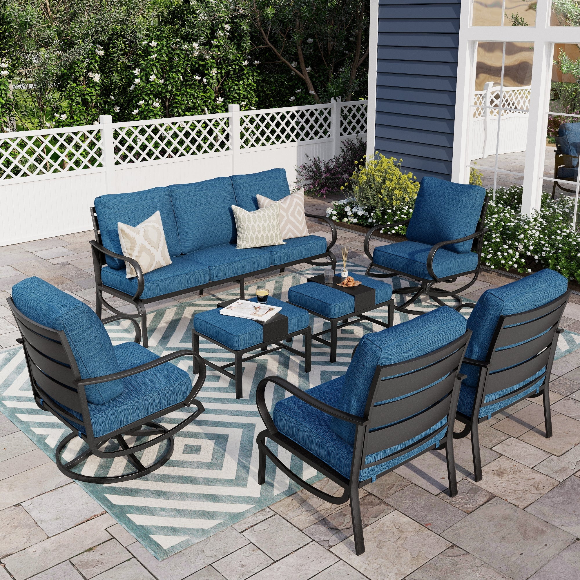 Alpha Joy 9 Seat Outdoor Patio Furniture Set Metal Patio Conversation ...