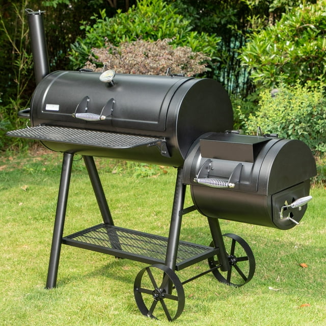 Alpha Joy Heavy Duty BBQ Charcoal Grill with Offset Smoker, 941 sq.in. Cooking Area, Charcoal ...