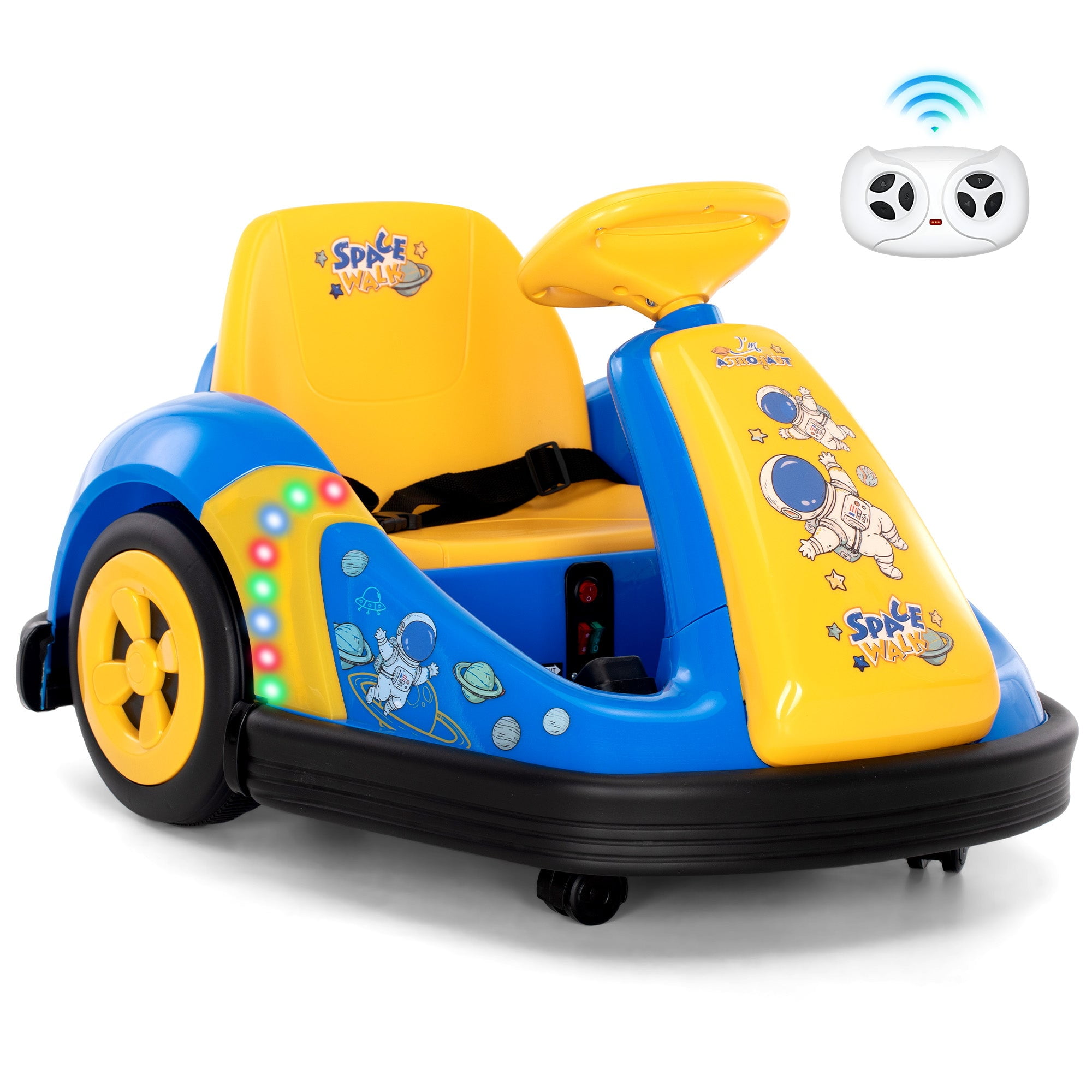 Alpha Joy Kids 12V Bumper Car with Steering Wheel & Remote Control, 3 ...