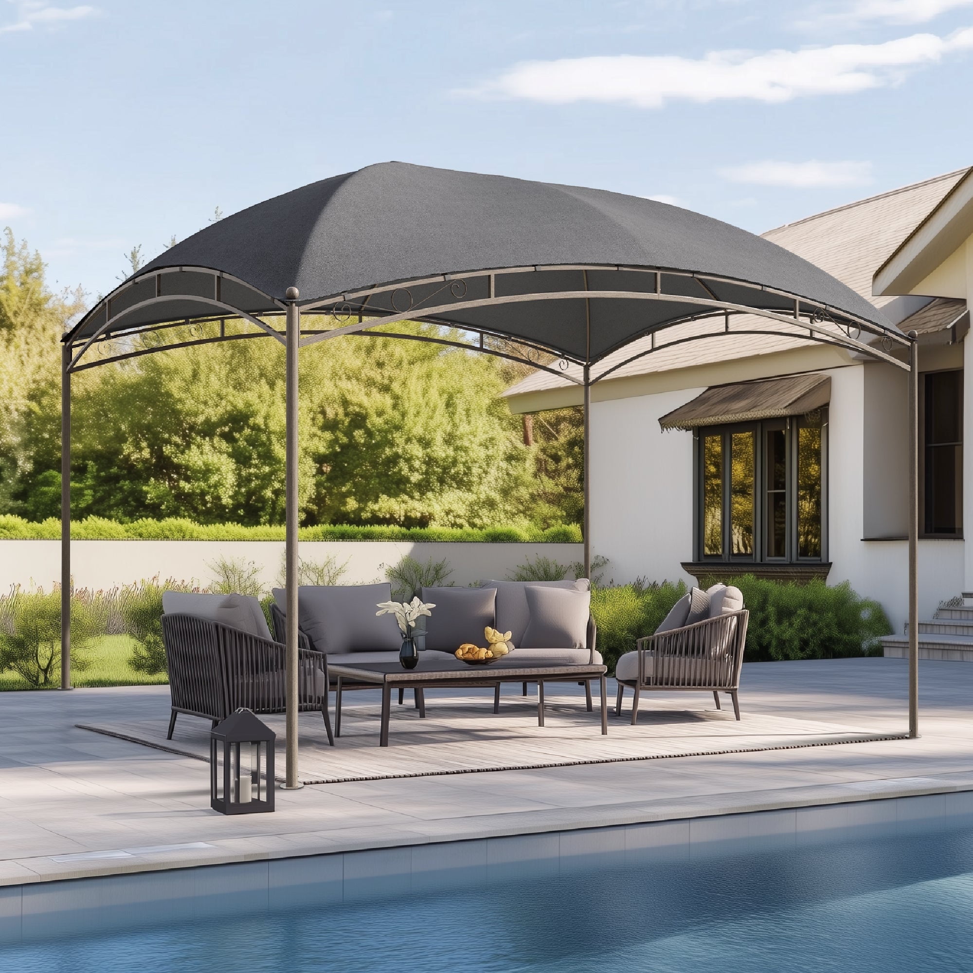 Alpha Joy 10'x13' Outdoor Gazebo Galvanized Iron Gazebo Canopy for ...