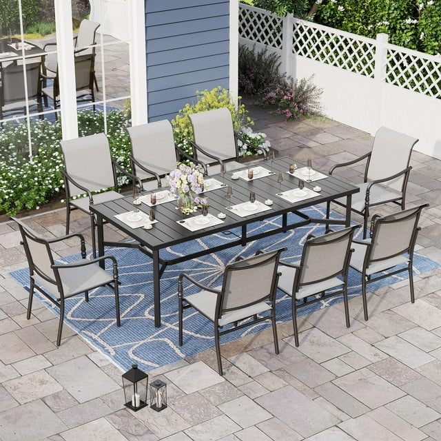 Alpha Joy Outdoor Patio Dining Set with 83" Rectangular Table ...