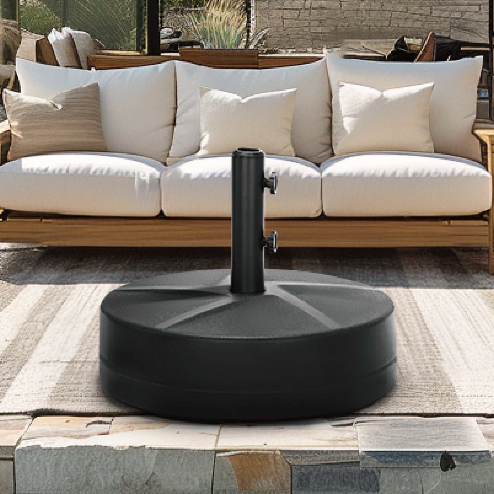 Alpha Joy Outdoor Patio Fillable Round Umbrella Base Stand Holder for 1 ...