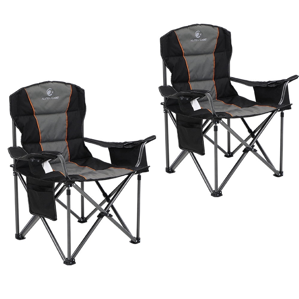 Alpha Joy Set of 2 Foldable Camping Chair Oversized Padded Heavy Duty ...
