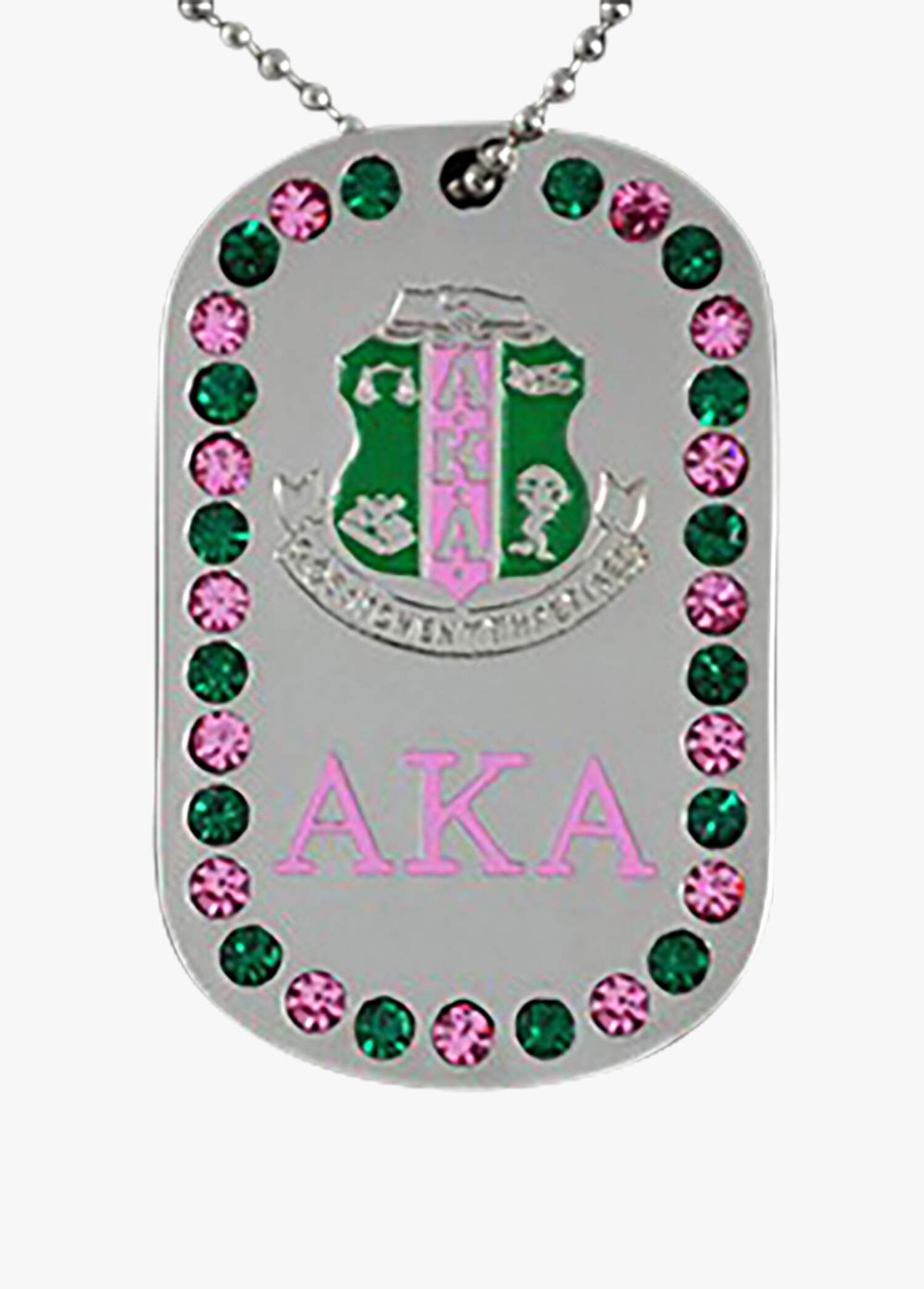 Alpha Kappa Alpha Bling Rhinestone Double Side Dog Tag Necklace ...