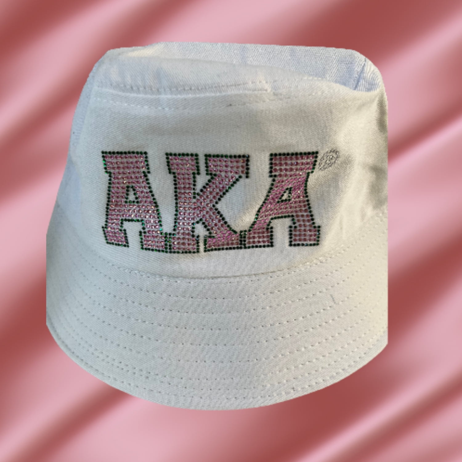 Alpha Kappa Alpha White Bucket Hat with Pink and Emerald Green ...