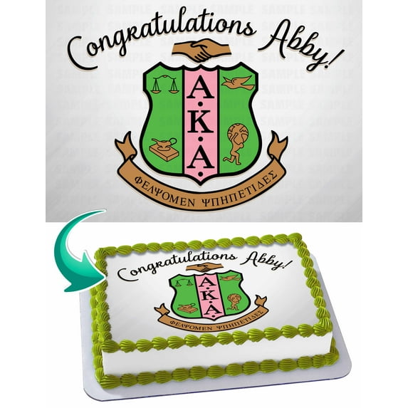 Alpha Kappa Alpha Sorority Edible Image Cake Topper Personalized ...