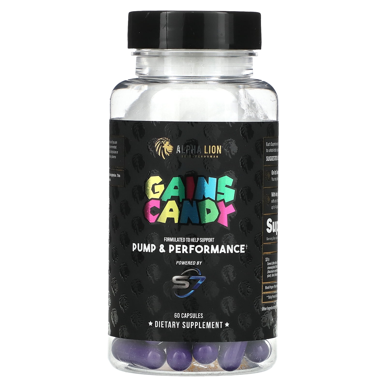 Alpha Lion Gains Candy S7 Pump & Performance Booster Supplement, 60Caps ...